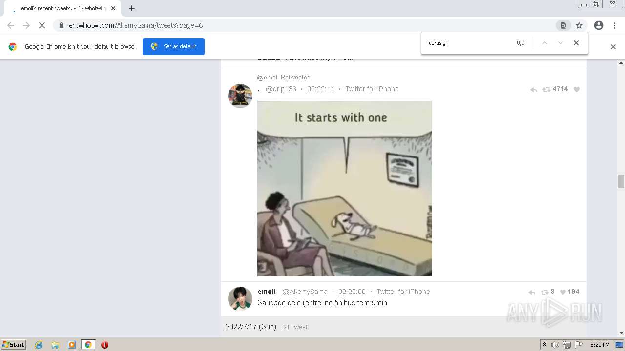 Malware analysis https://en.whotwi.com/AkemySama/tweets?page=6 ...