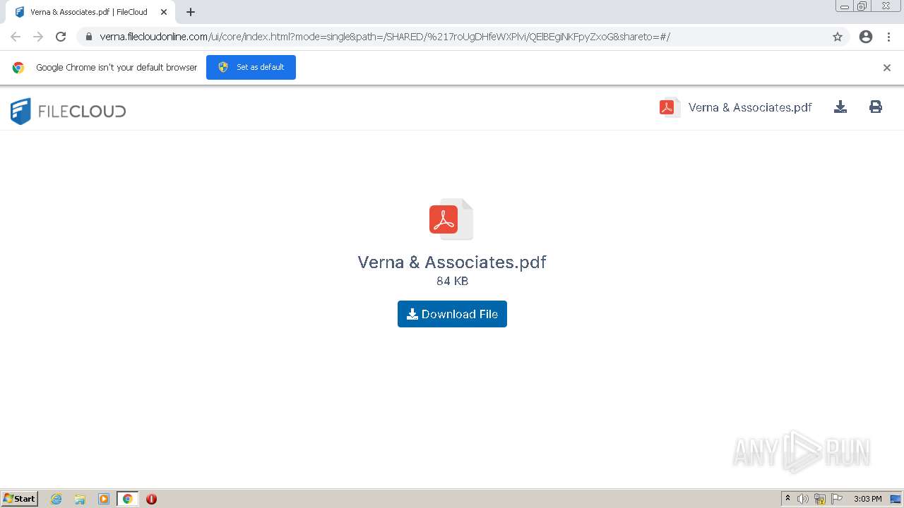 Malware analysis https://linkprotect.cudasvc.com/url?a=https%3a%2f%2fverna.filecloudonline.com ...