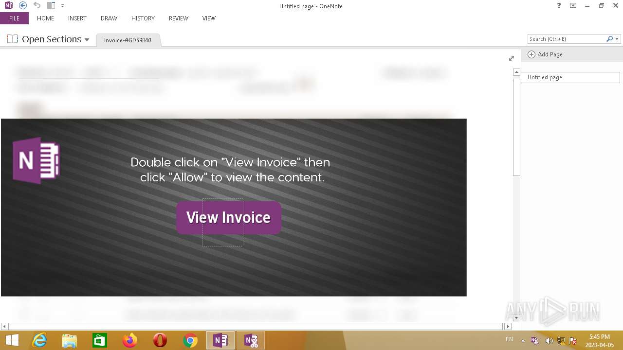 Malware analysis Invoice-#GD59840.one Malicious activity | ANY.RUN - Malware Sandbox Online