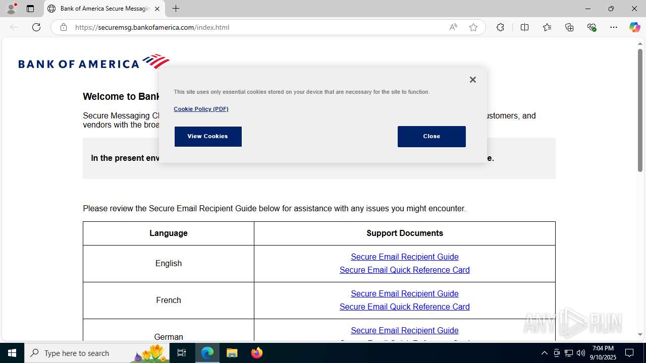 Malware analysis http://securemsg.bankofamerica.com/index.html Malicious activity | ANY.RUN ...