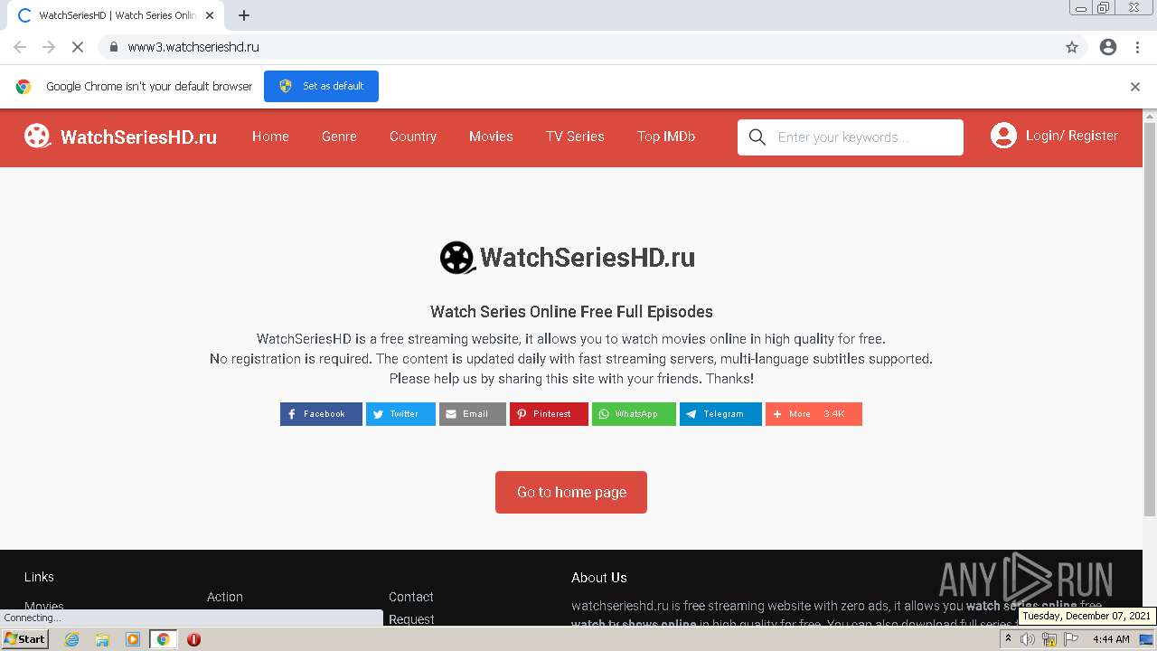 Malware analysis https://www3.watchserieshd.ru Malicious activity | ANY ...