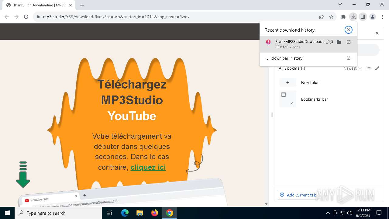 Malware analysis https://mp3.studio/fr33/download-flvmx?os=win&button ...