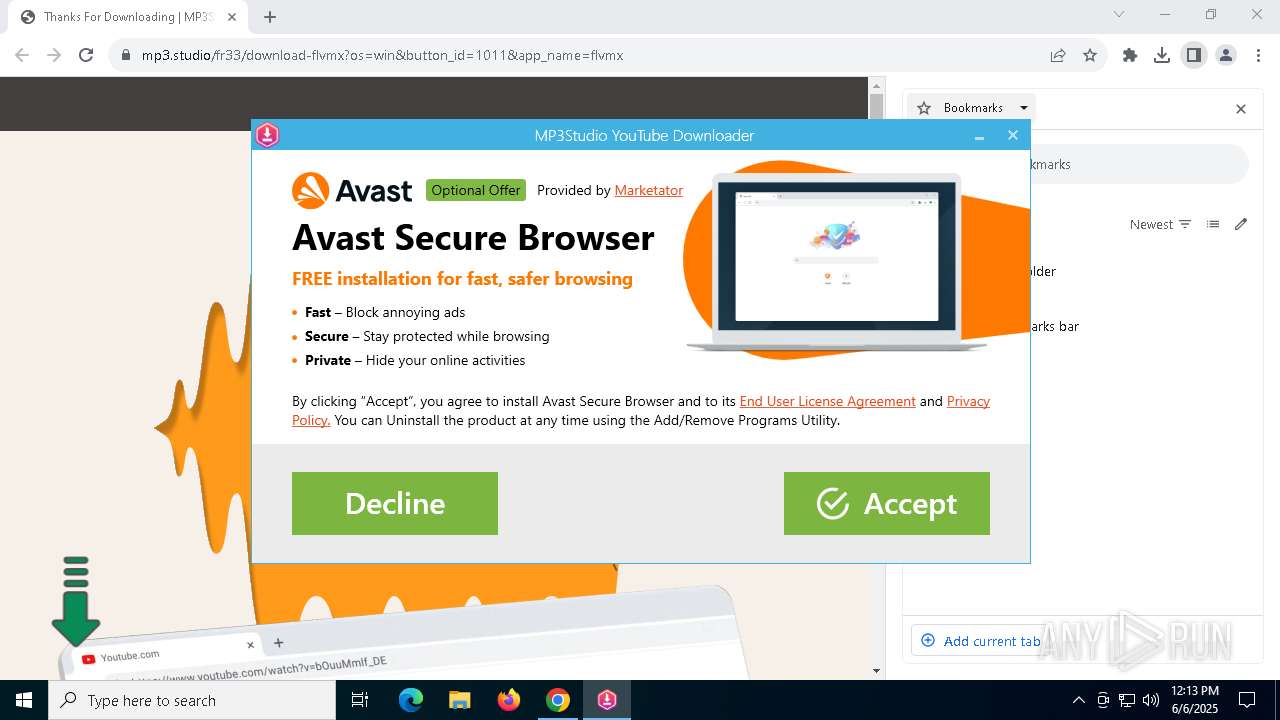 Malware analysis https://mp3.studio/fr33/download-flvmx?os=win&button ...