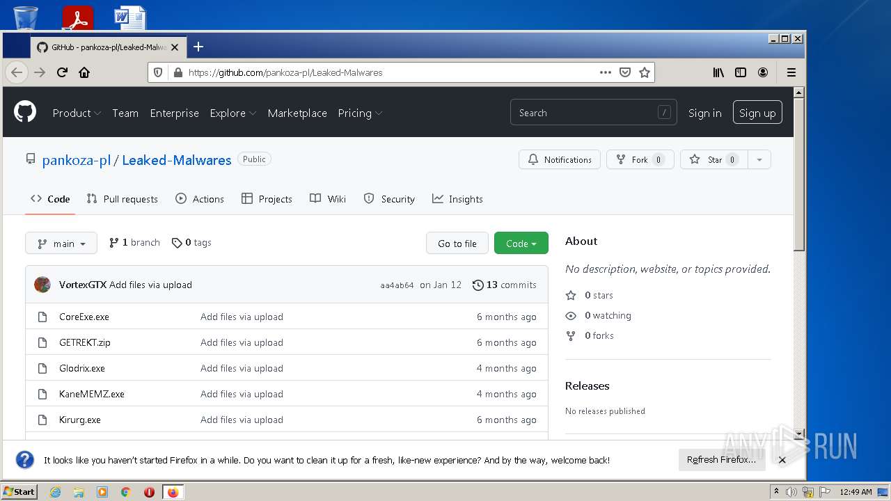 Malware analysis https://github.com/pankoza-pl/Leaked-Malwares ...