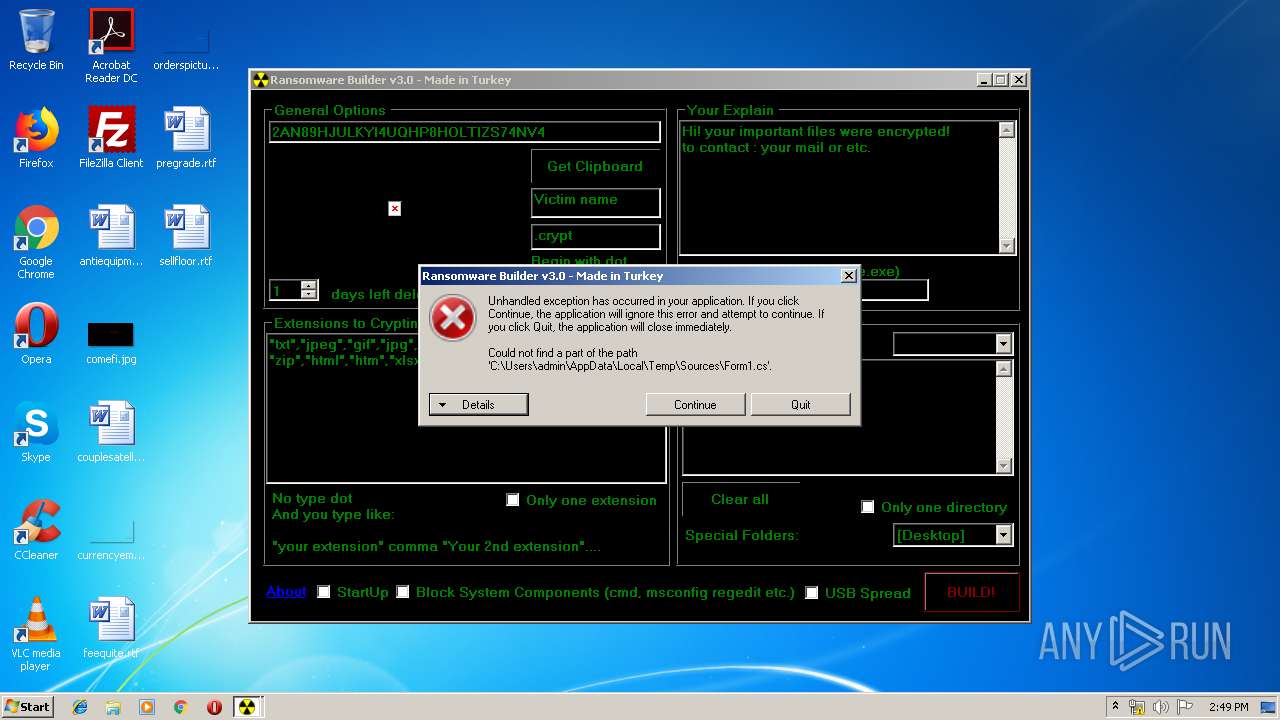 Malware analysis Ransomware Builder V3.exe No threats detected | ANY ...