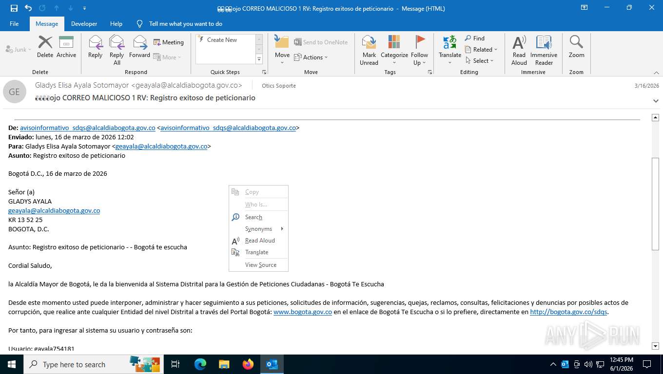 Malware analysis Caso 19305.eml No threats detected | ANY.RUN - Malware ...
