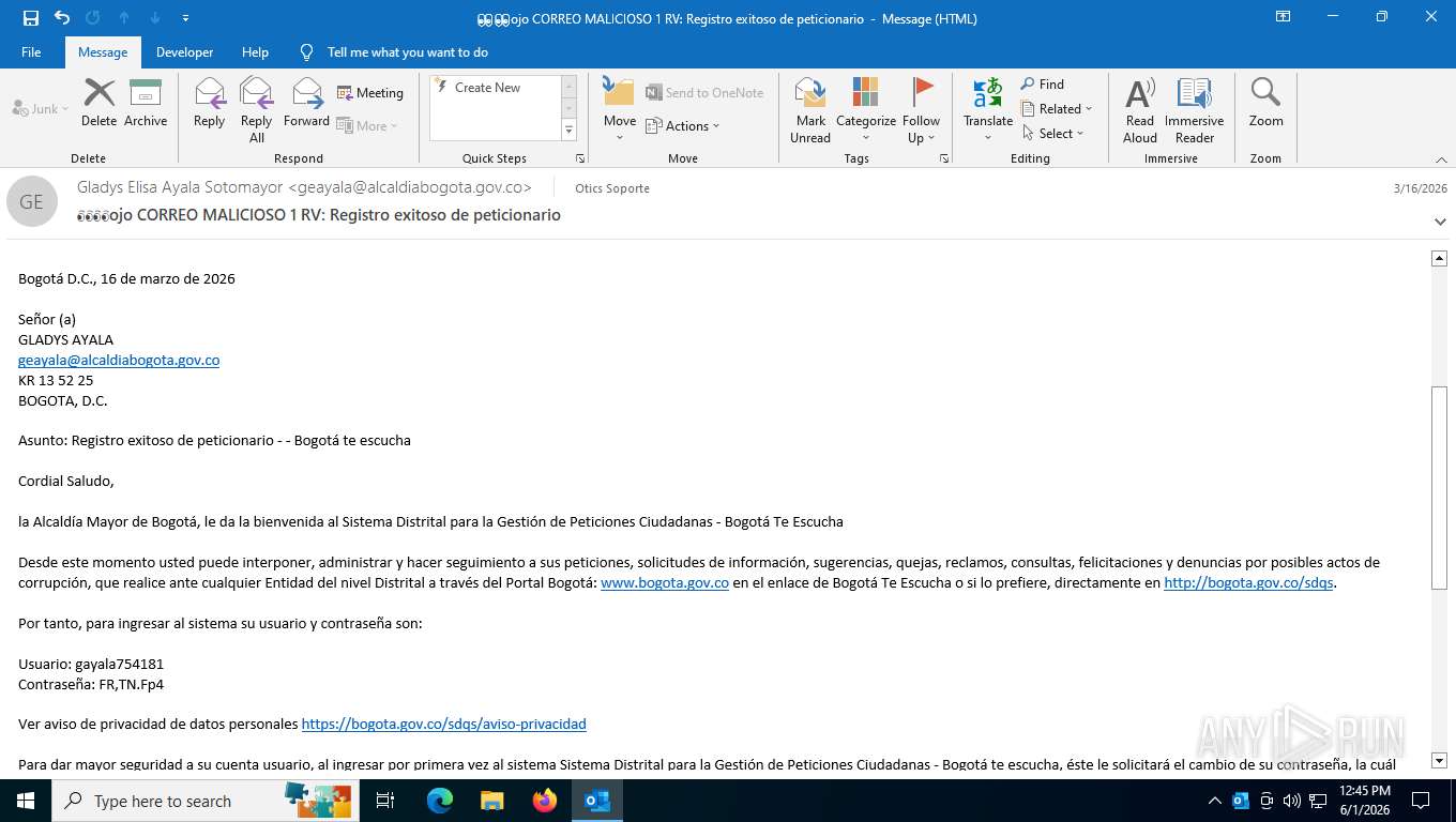 Malware analysis Caso 19305.eml No threats detected | ANY.RUN - Malware ...