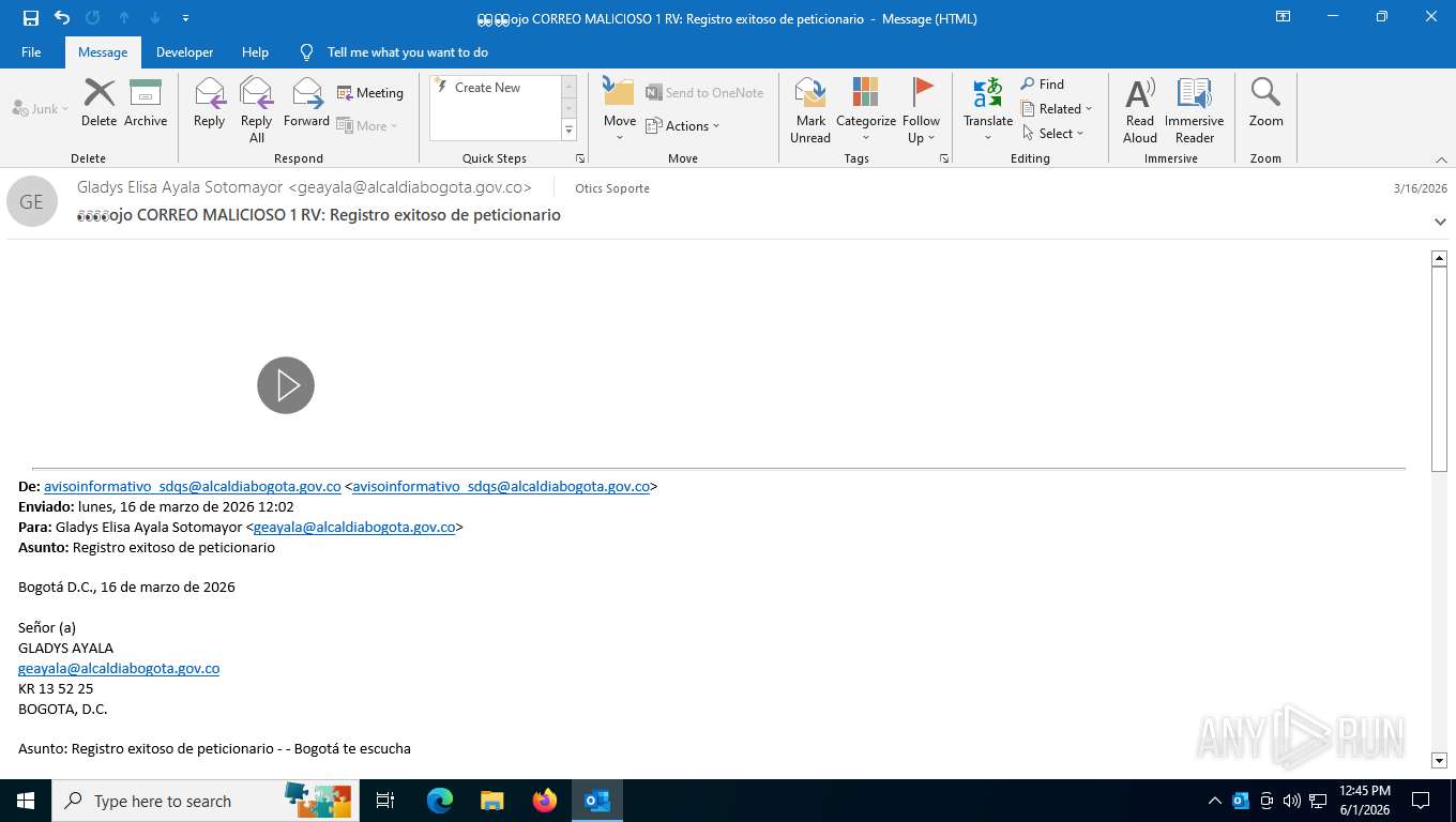 Malware analysis Caso 19305.eml No threats detected | ANY.RUN - Malware ...
