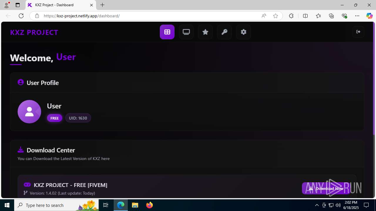 Malware analysis https://kxz-project.netlify.app/dashboard Malicious ...