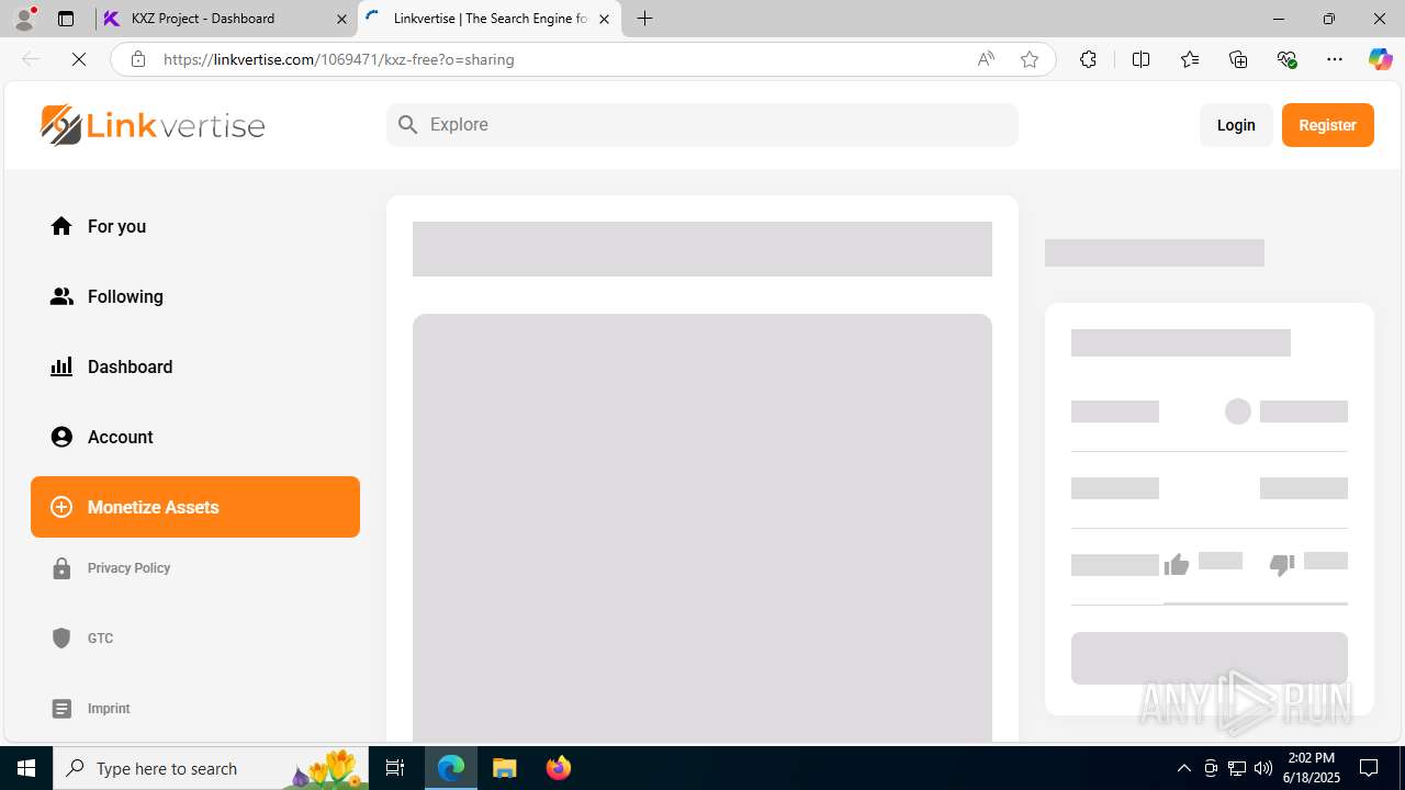 Malware analysis https://kxz-project.netlify.app/dashboard Malicious activity | ANY.RUN ...