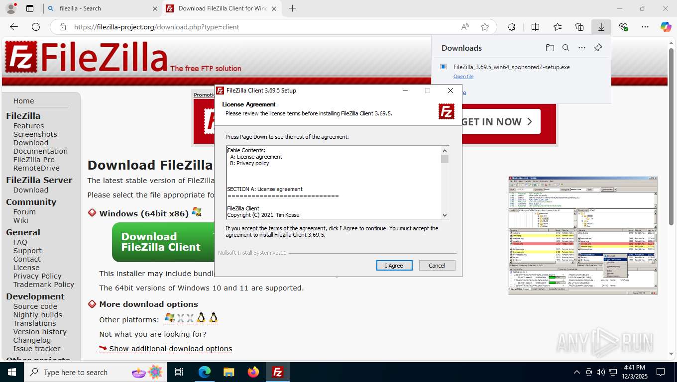 Malware analysis FileZilla_3.69.5_win64-setup.exe Malicious activity | ANY.RUN - Malware Sandbox ...