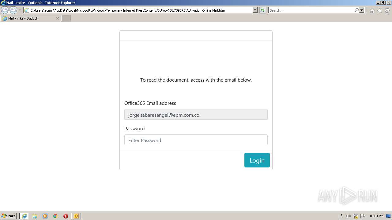 Malware analysis Error Inbox detected jorge.tabaresangel.msg Malicious ...