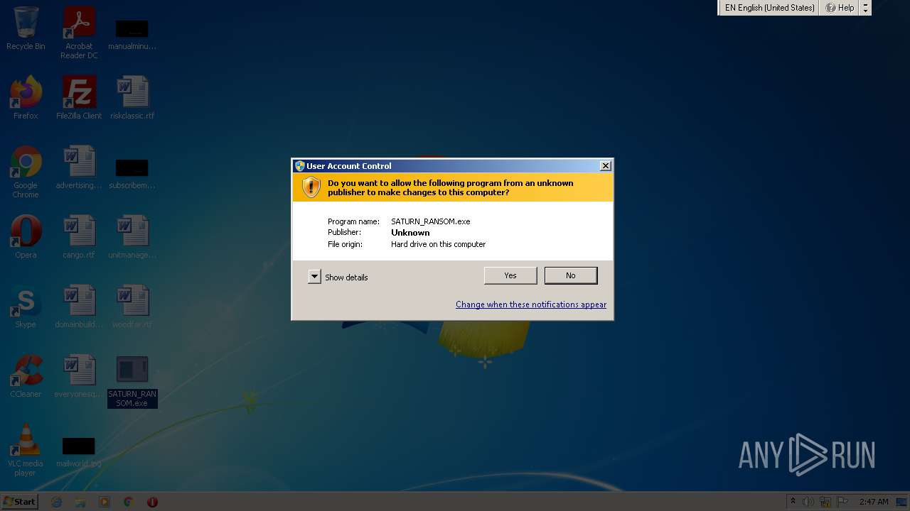 Malware analysis SATURN_RANSOM.exe Malicious activity | ANY.RUN ...