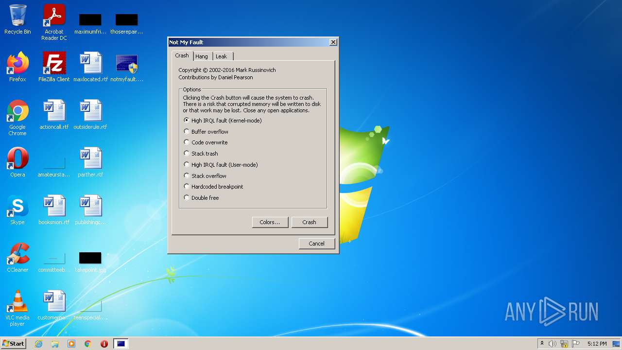 Malware analysis notmyfault.exe Malicious activity | ANY.RUN - Malware ...