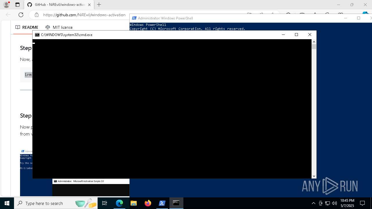 Malware analysis https://github.com/NiREvil/windows-activation Malicious activity | ANY.RUN ...