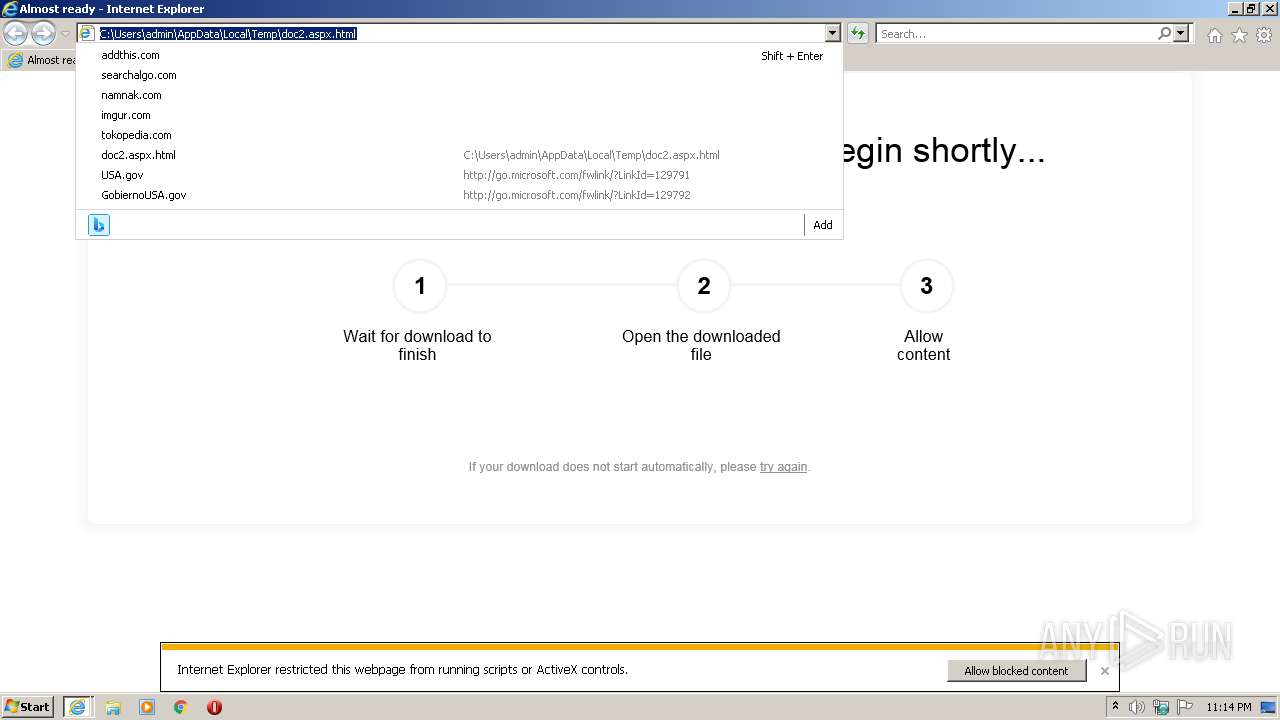 Malware analysis doc2.aspx Malicious activity | ANY.RUN - Malware ...