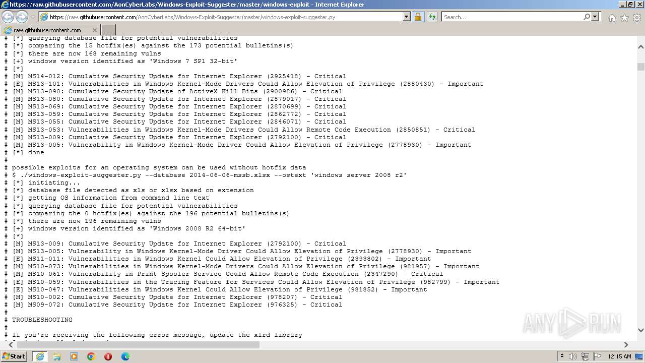 Malware Analysis Aoncyberlabs Windows Exploit Suggester Master