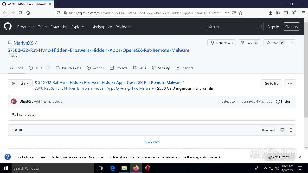 Analysis https://github.com/MerlynXS/S-500-G2-Rat-Hvnc-Hidden-Broswers ...