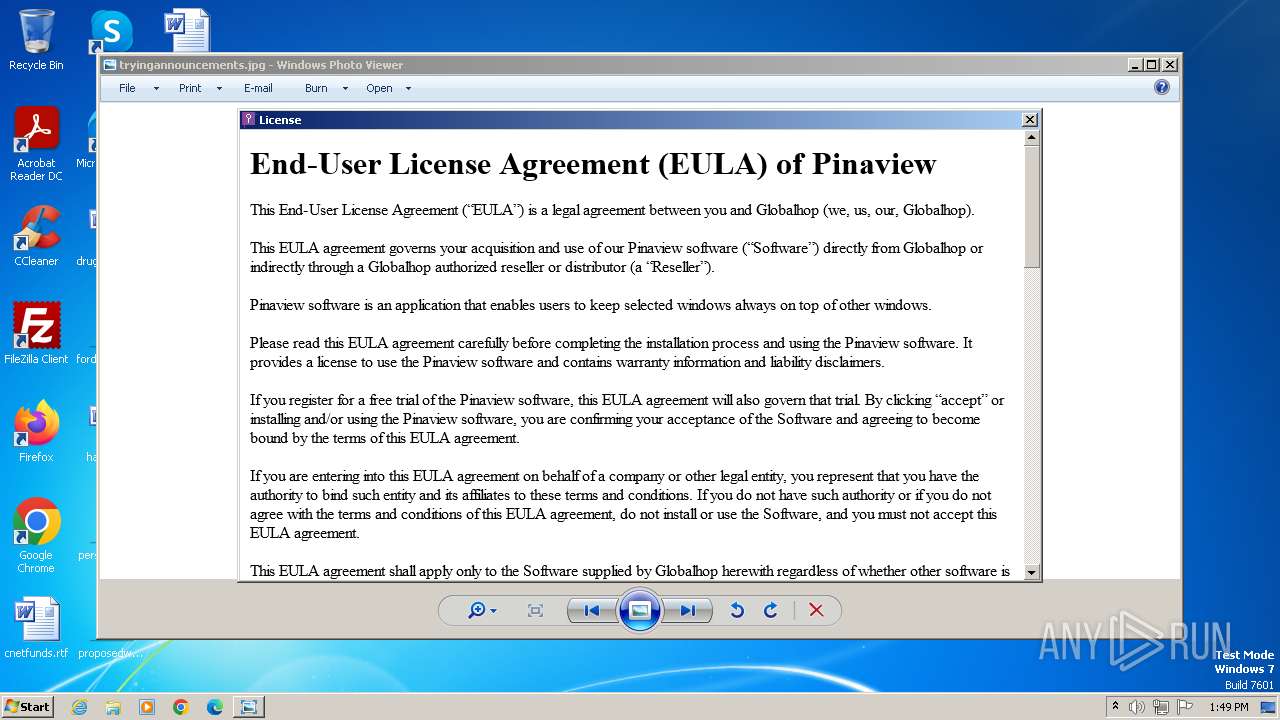 Malware analysis Pinaview (1).exe Malicious activity | ANY.RUN ...
