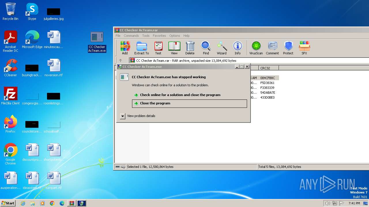 Malware analysis CC Checker AcTeam.rar Malicious activity | ANY.RUN ...