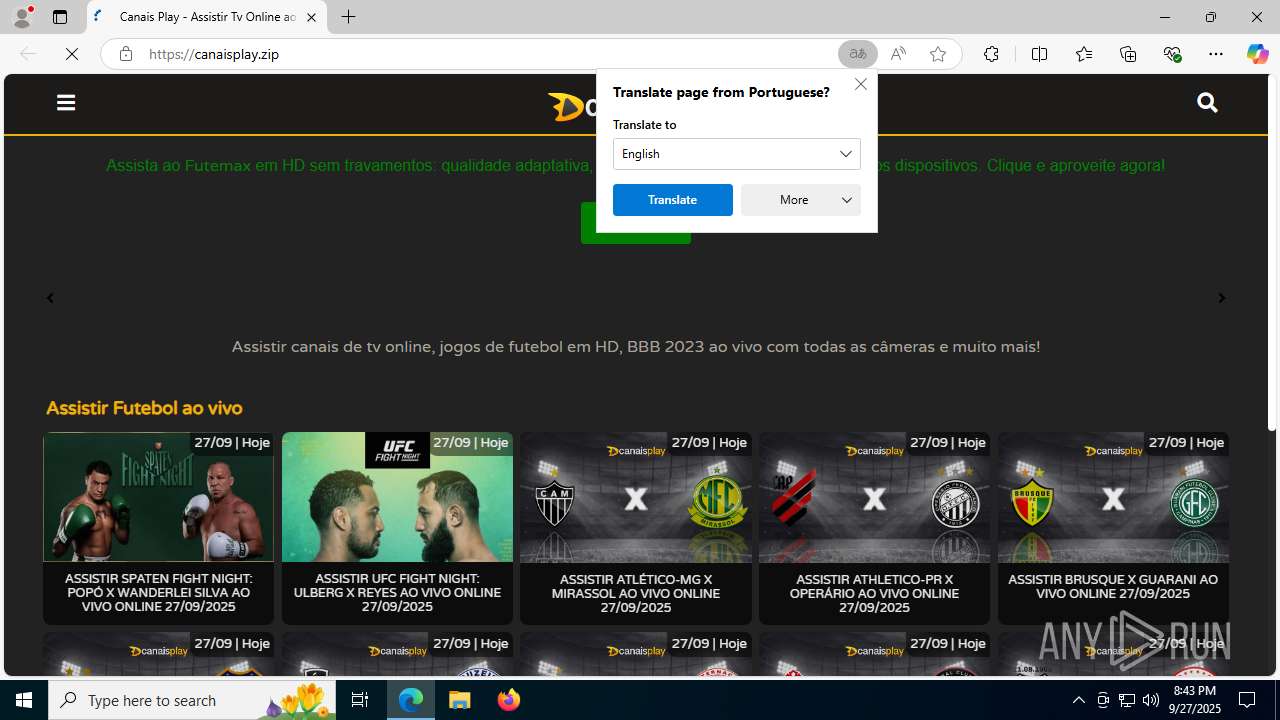Analysis https://canaisplay.zip/ Malicious activity - Interactive analysis ANY.RUN