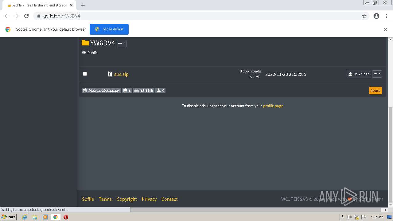 Malware analysis https://gofile.io/d/YW6DV4 Malicious activity | ANY.RUN - Malware Sandbox Online