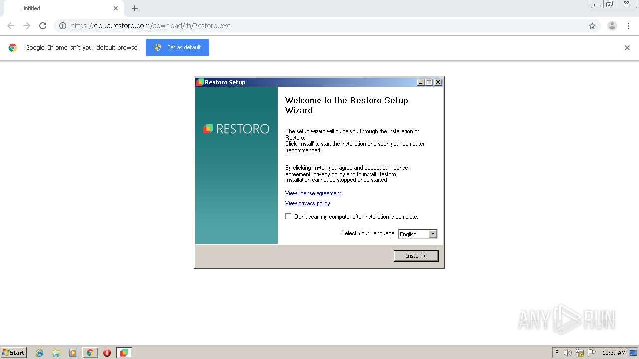 Analysis https://cloud.restoro.com/download/rh/Restoro.exe Malicious ...