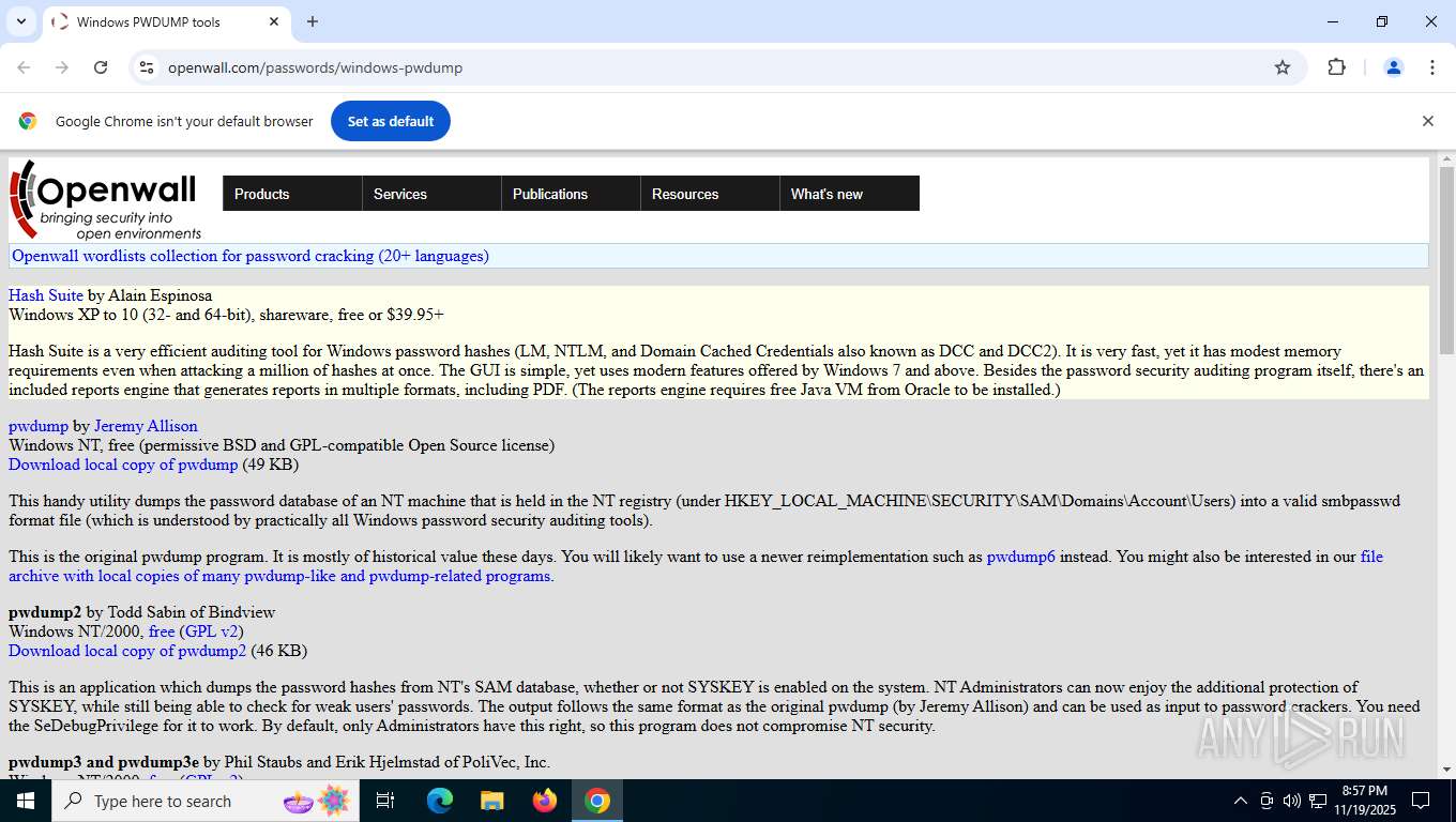 Malware analysis https://www.openwall.com/passwords/windows-pwdump No ...