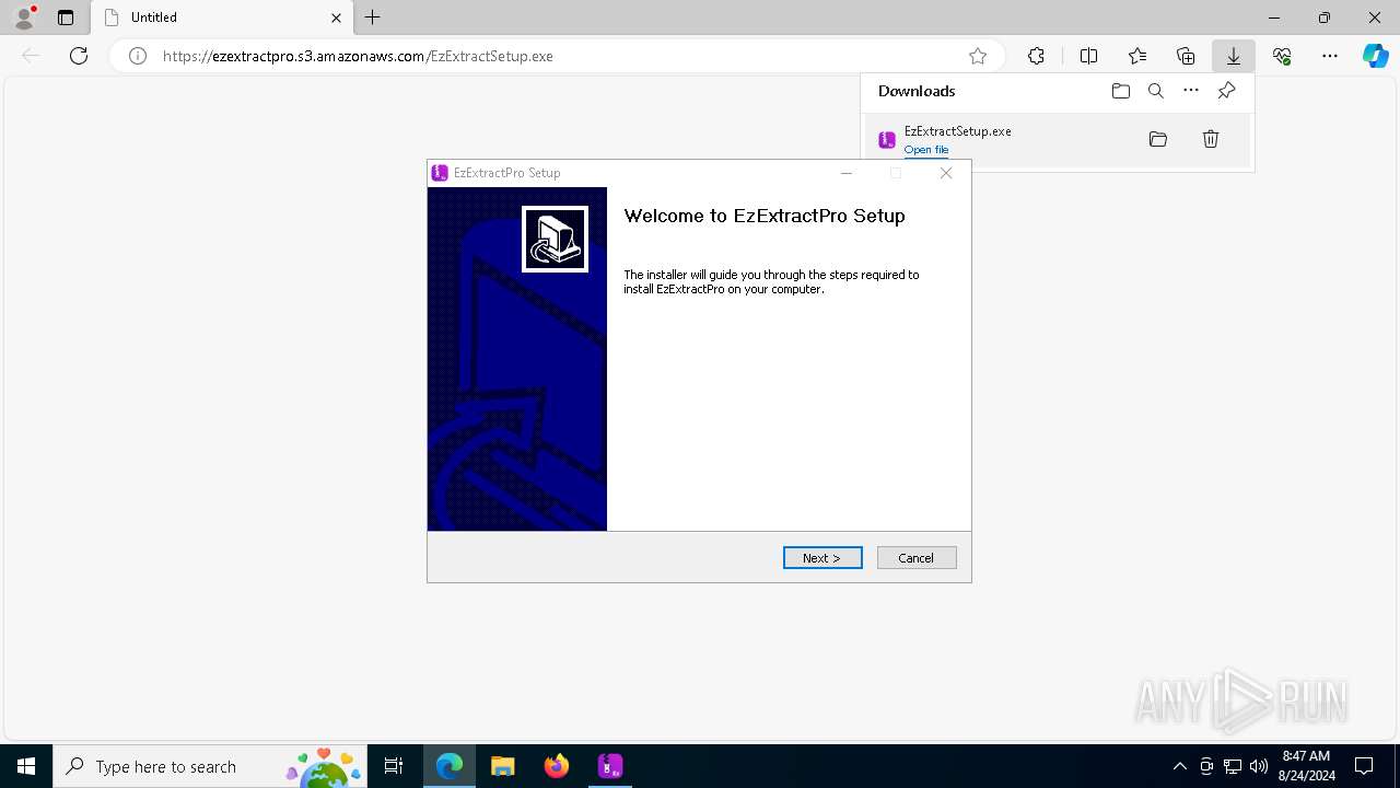 Malware analysis https://ezextractpro.s3.amazonaws.com/EzExtractSetup.exe Malicious activity ...