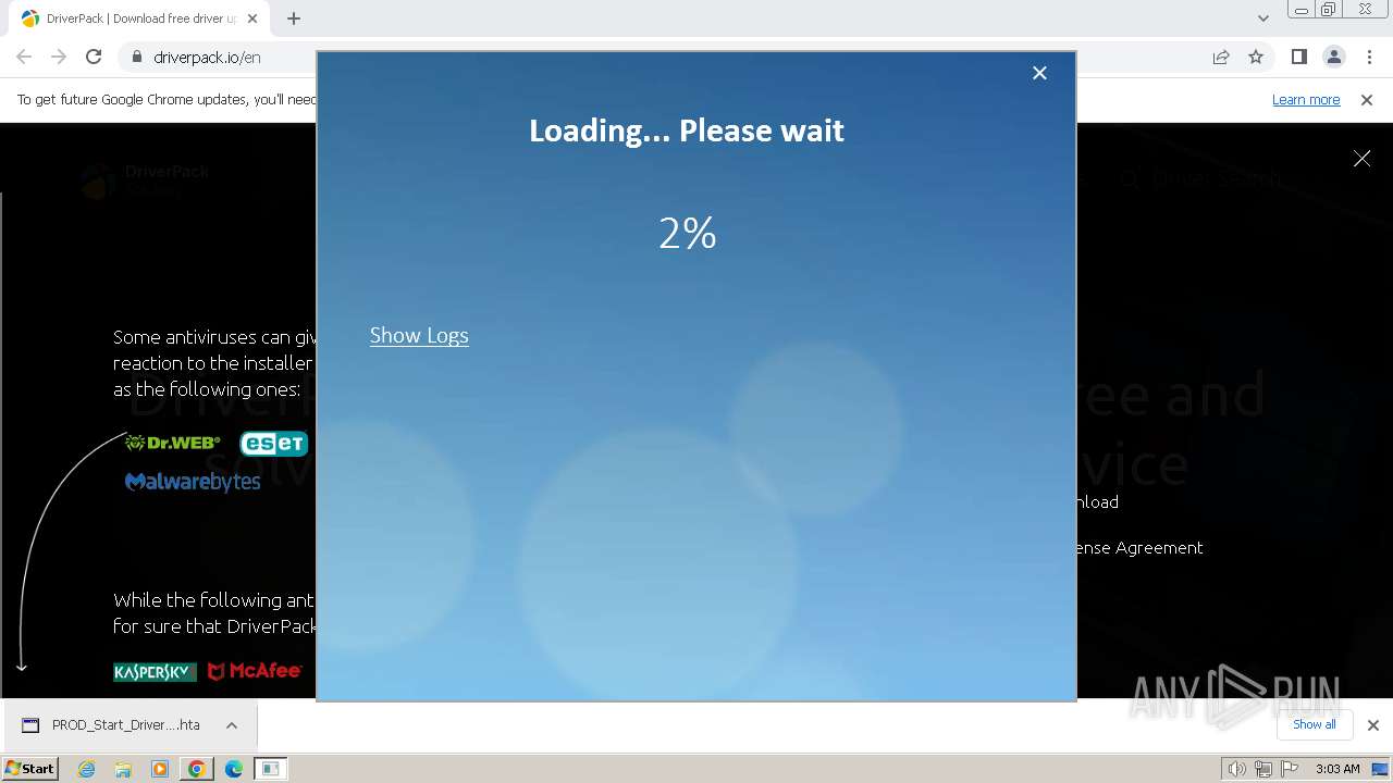 Malware analysis https://driverpack.io/ Malicious activity | ANY.RUN ...