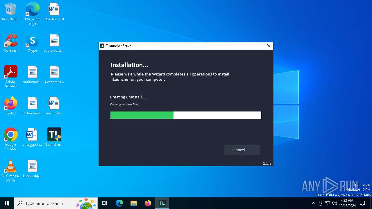 Malware analysis TLauncher-Installer-1.5.3.exe Malicious activity | ANY.RUN - Malware Sandbox Online