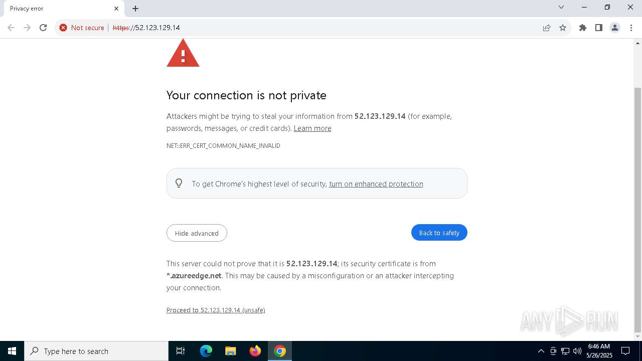 Analysis https://52.123.129.14 No threats detected - Interactive analysis ANY.RUN
