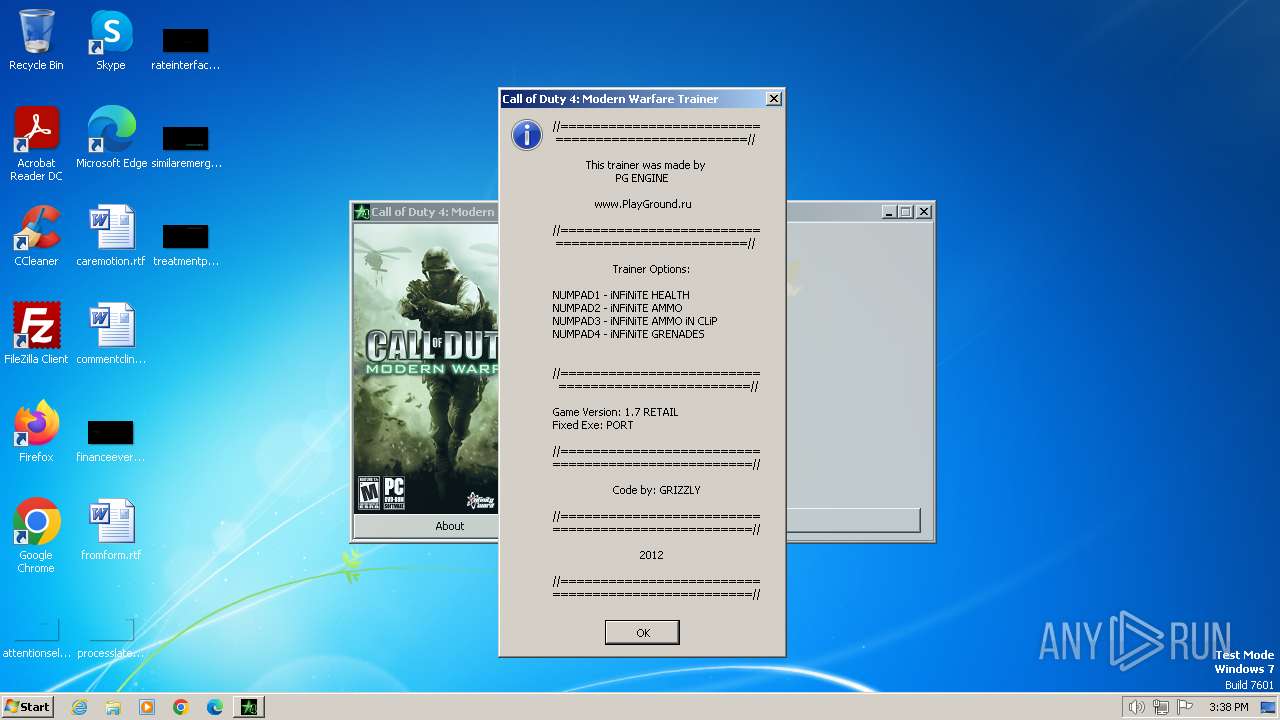 Malware analysis Call_of_Duty_4_Modern_Warfare_Trainer.EXE Malicious ...