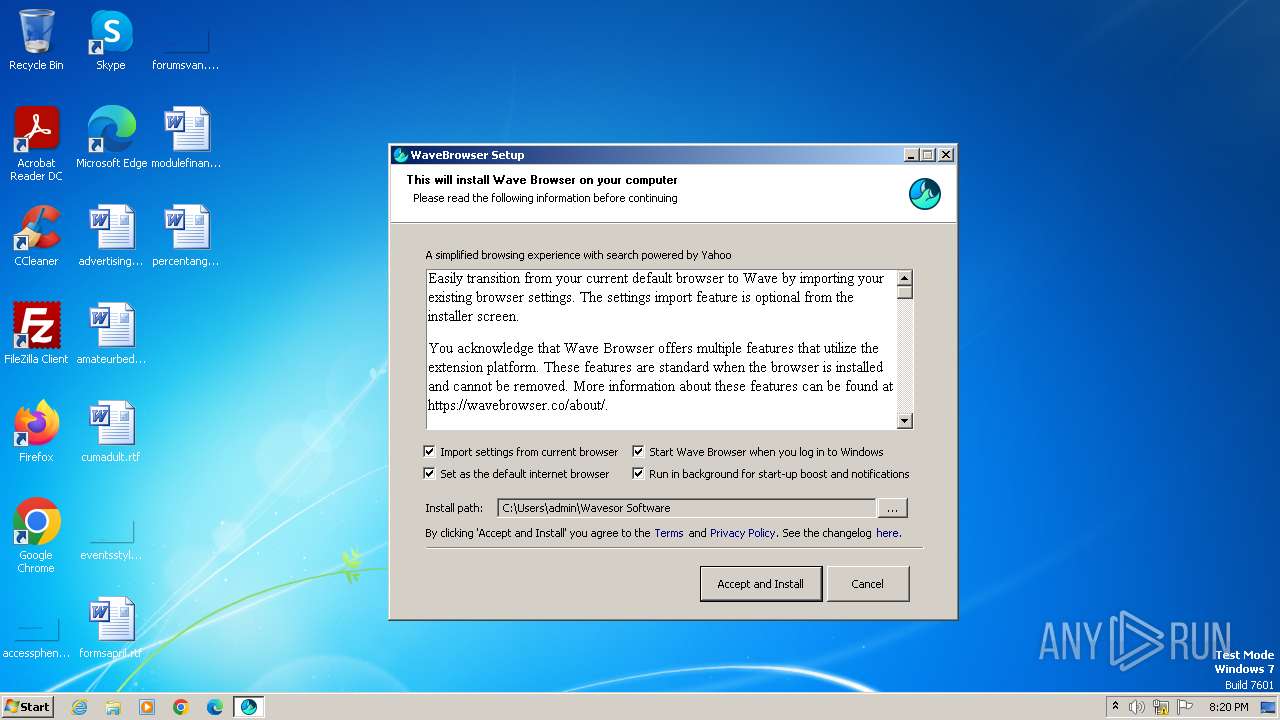 Malware analysis Wave Browser.exe Malicious activity | ANY.RUN ...