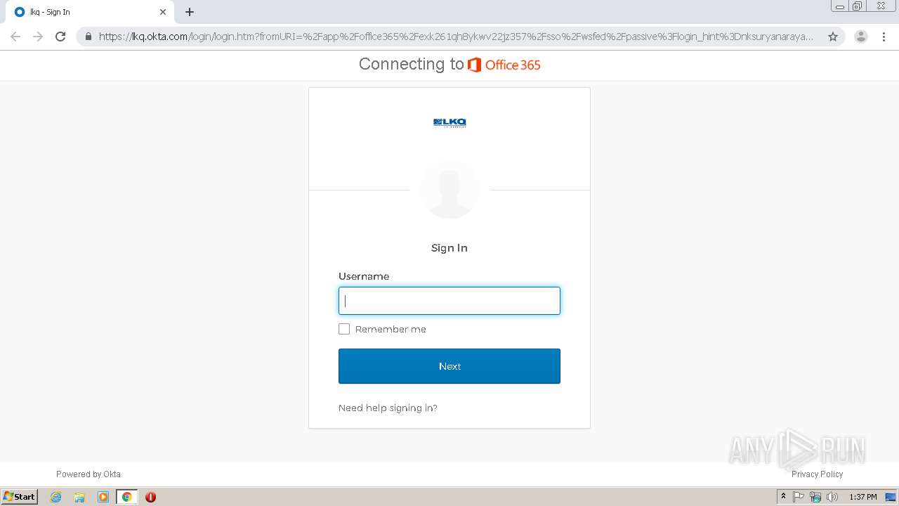 Malware analysis https://lkq.okta.com/app/office365 ...
