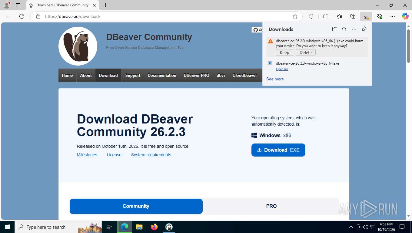 Malware analysis https://dbeaver.io/download/ Malicious activity | ANY ...