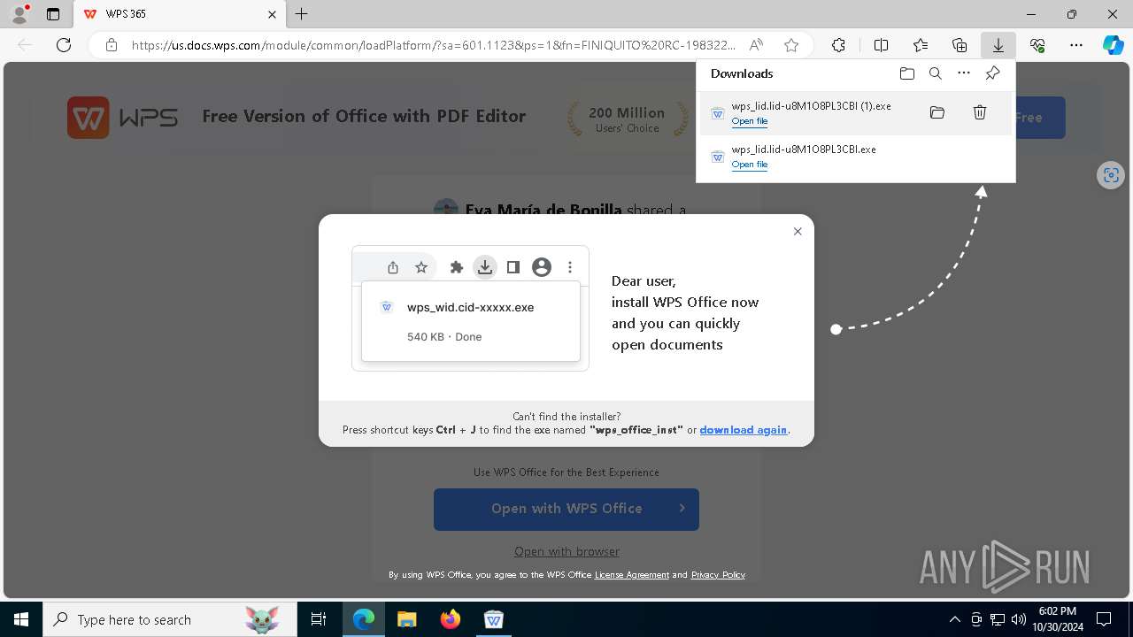 Malware analysis https://us.docworkspace.com/d/sINahsMyMAvOuhrkG?sa=601.1123&ps=1&fn=FINIQUITO ...