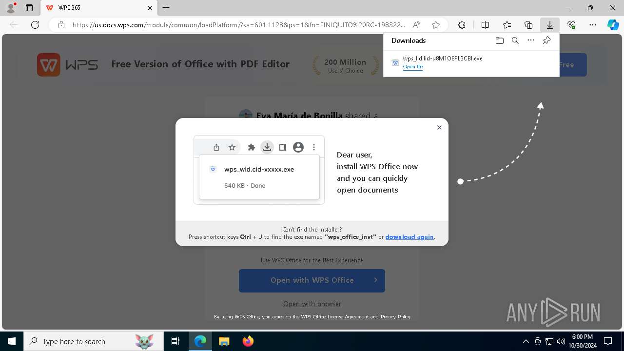 Malware analysis https://us.docworkspace.com/d/sINahsMyMAvOuhrkG?sa=601.1123&ps=1&fn=FINIQUITO ...