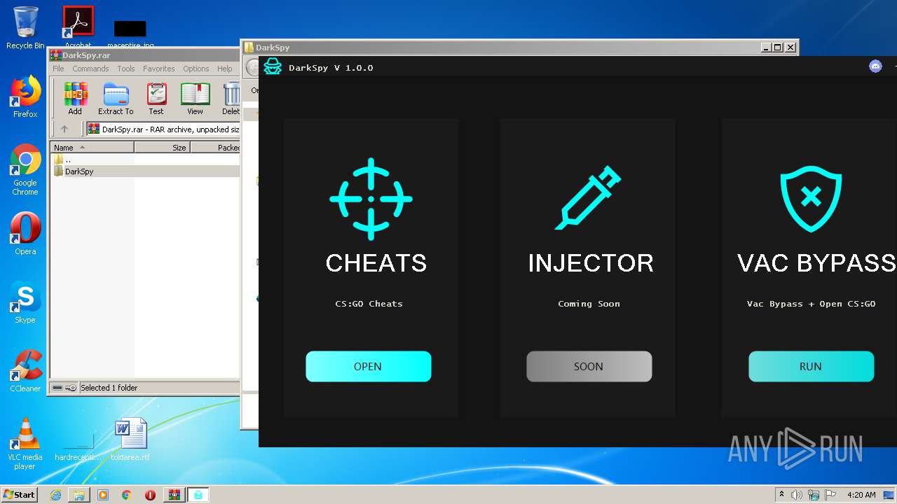 Malware analysis DarkSpy.rar Malicious activity | ANY.RUN - Malware ...