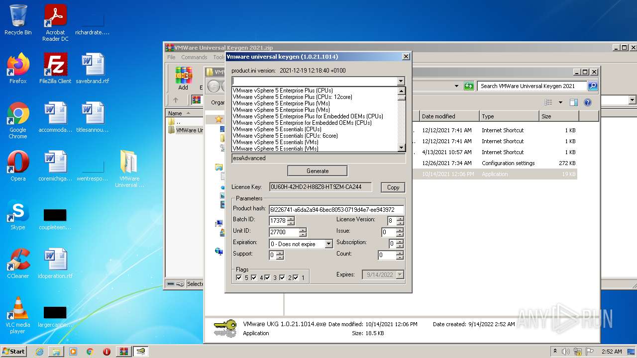 Malware analysis VMWare Universal Keygen 2021.zip Malicious activity ...