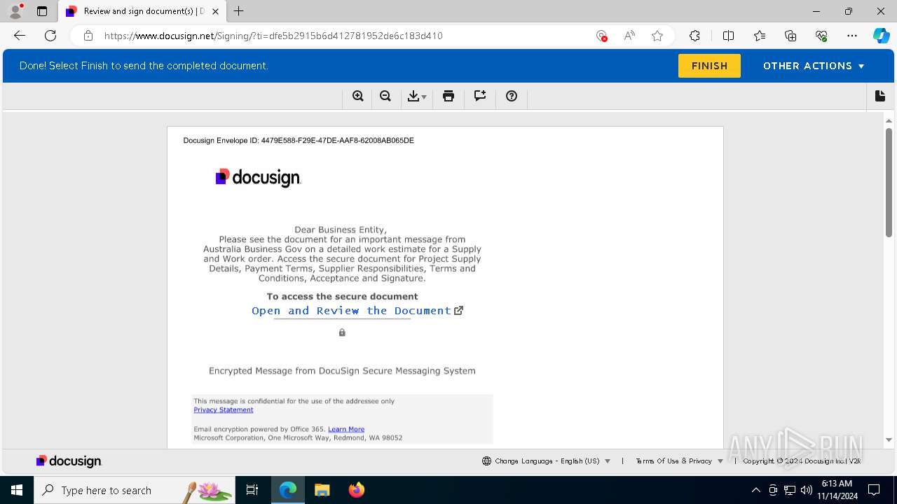 Malware analysis https://www.docusign.net/Signing/EmailStart.aspx?a=51f24c7e-2c84-41de-b894 ...