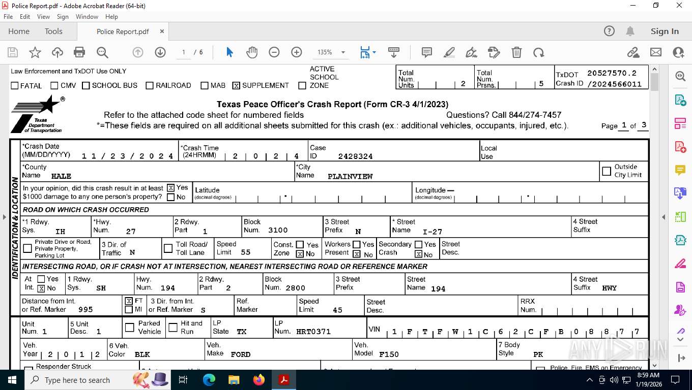 Malware analysis Police Report.pdf No threats detected | ANY.RUN - Malware Sandbox Online