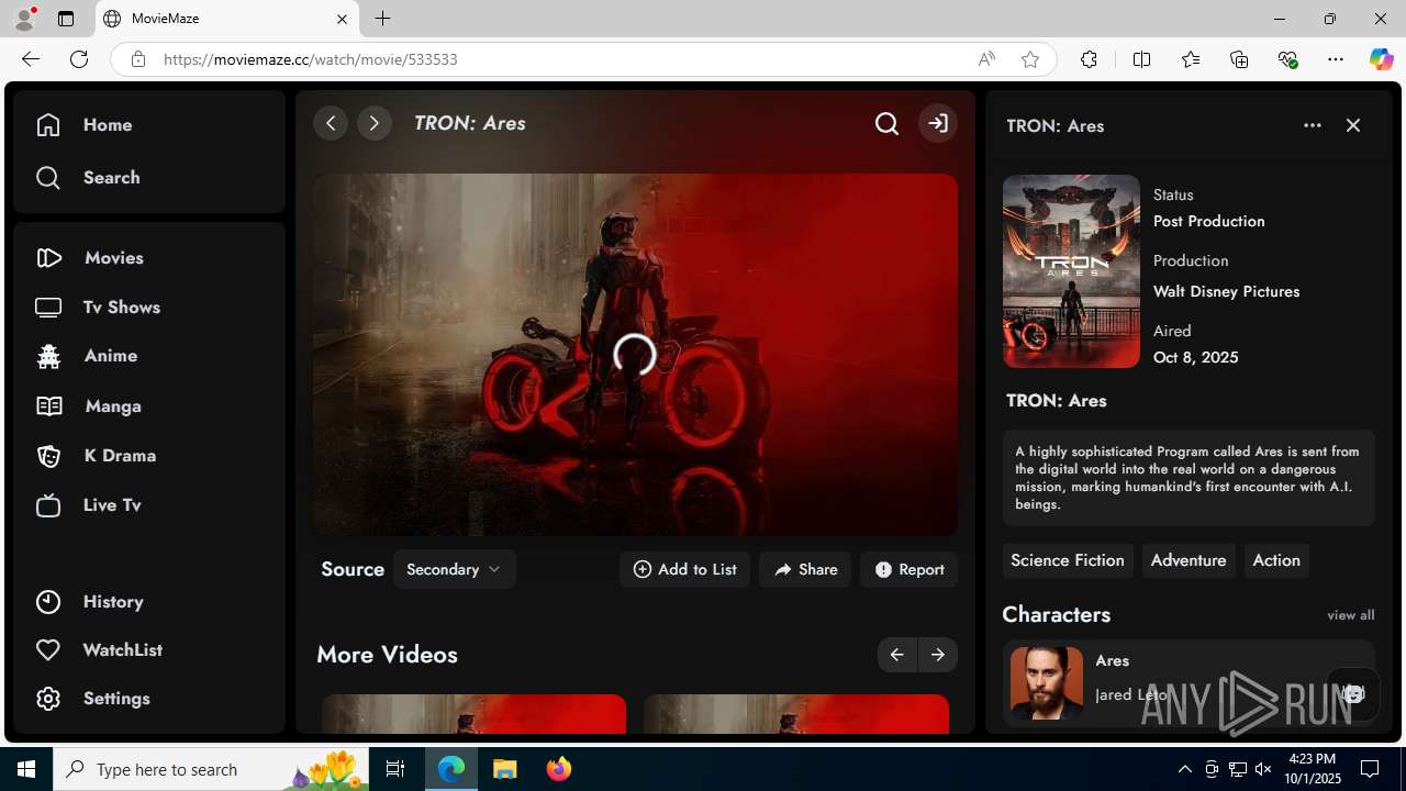 Malware analysis moviemaze.cc Suspicious activity | ANY.RUN - Malware ...