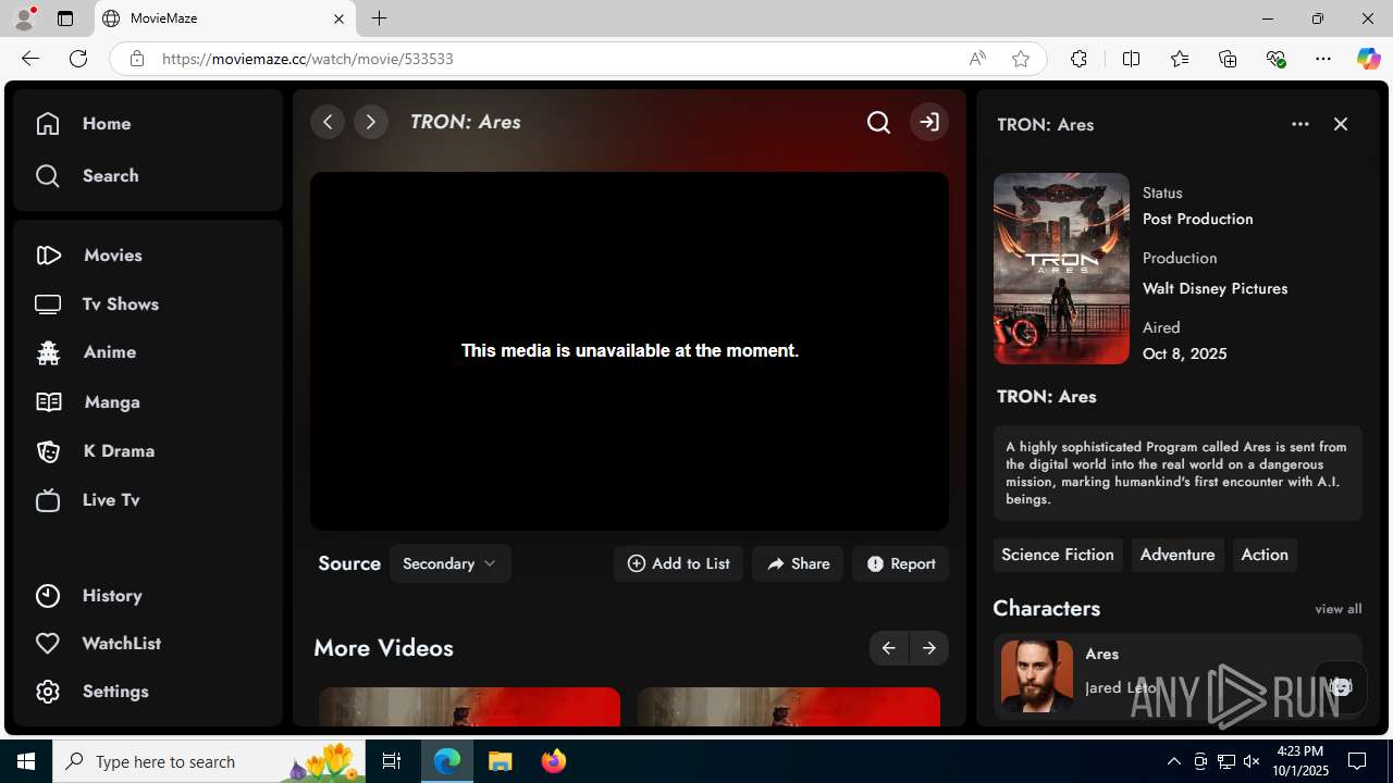 Malware analysis moviemaze.cc Suspicious activity | ANY.RUN - Malware ...