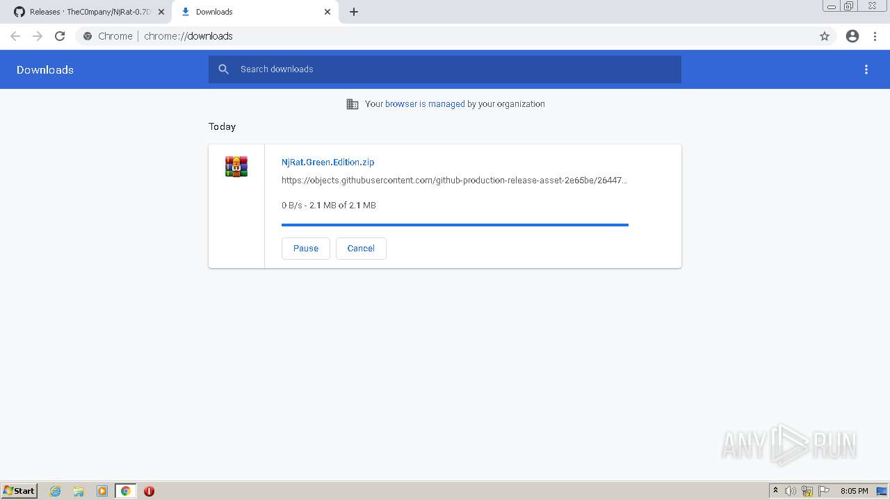 Malware analysis https://github.com/TheC0mpany/NjRat-0.7D-Green-Edition ...