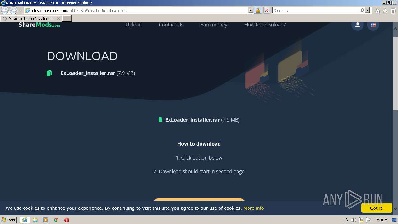 Malware analysis https://sharemods.com/wcdtfiycxsit/ExLoader_Installer.rar.html Malicious ...