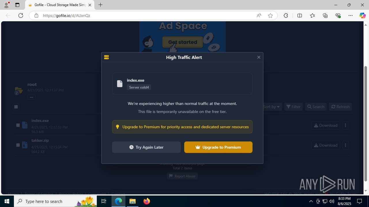 Malware analysis https://cold5.gofile.io/download/web/ad9f054e-7929 ...
