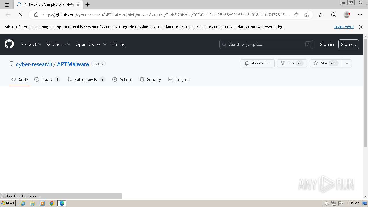 Analysis https://github.com/cyber-research/APTMalware/blob/master/samples/Dark%20Hotel ...